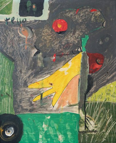 Tello, Abstract Composition, Oil on Canvas for sale at Pamono