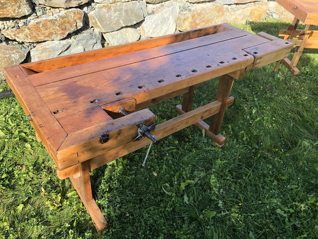 Vintage Wooden Rustic Workbench for sale at Pamono