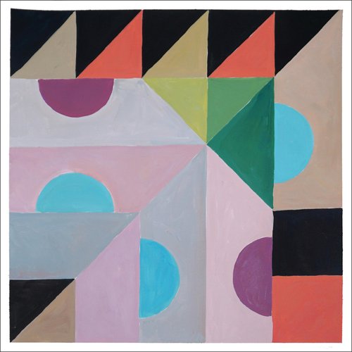 Natalia Roman, Geometrisches Brettspiel, 2023, Acryl auf Aquarellpapier bei Pamono kaufen