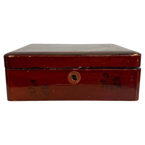 Antique Red Lacquered Box, 1800s for sale at Pamono