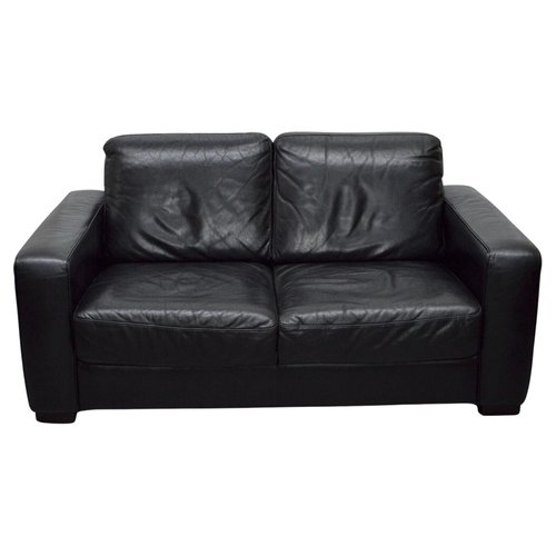 20th Century Black Leather 2-Seater Sofa from Natuzzi for 20th Century Black Leather 2-Seater Sofa from Natuzzi for
