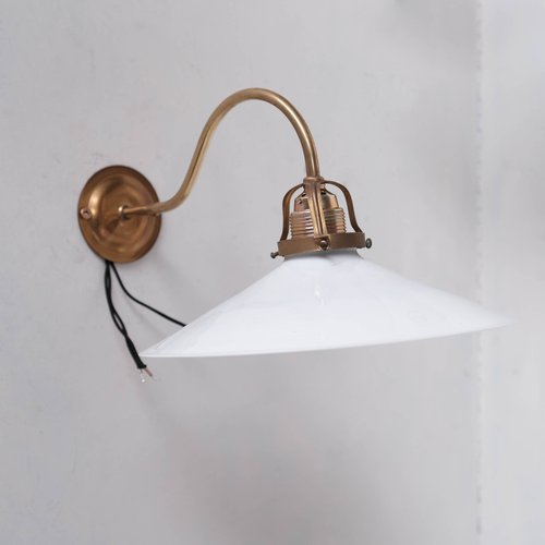 Opaline, Brass and Reflective Glass Wall Light for sale at Pamono