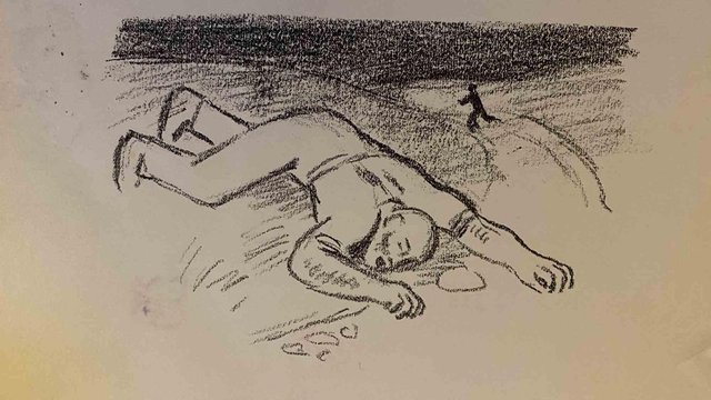 Wilhelm Gimmi, The Fallen Man, Lithograph, 1955 for sale at Pamono