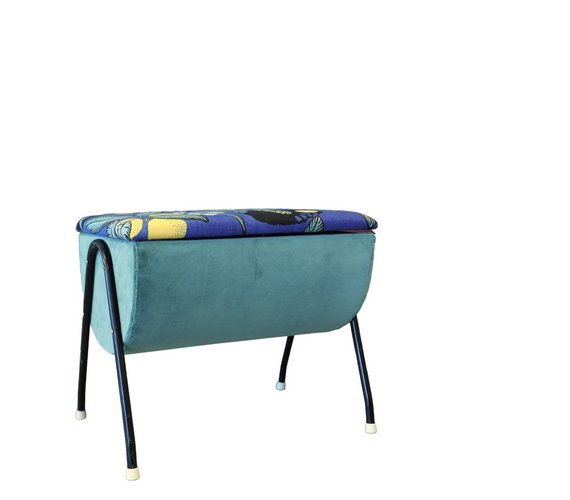 Sewing Stool with Linen Fabric by Josef Frank for Svenskt Tenn, 1950s ...