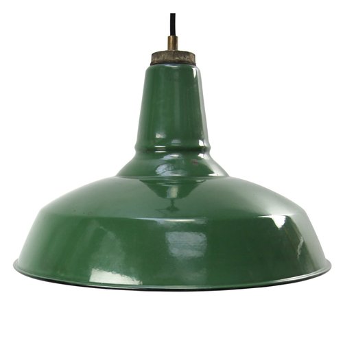 Vintage Industrial American Green Enamel Pendant Lights by Benjamin for ...