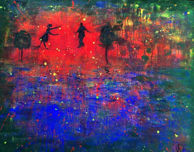 Wandern auf Hochseil, 21. Jahrhundert, Acryl auf Leinwand bei Pamono kaufen