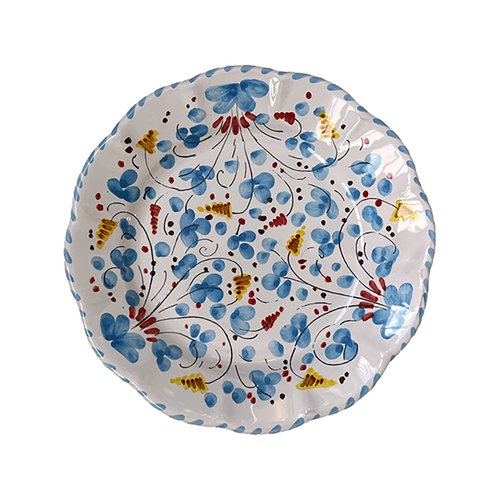 Large Deruta Plate with Turquoise Flowers from Popolo for sale at Pamono
