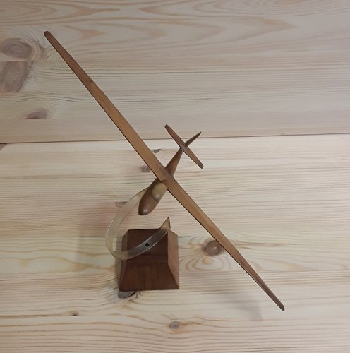 Vintage Gliding Model Desk Ornament in Teak & Acrylic, 1960s by Gerhard Reussner for sale at Pamono