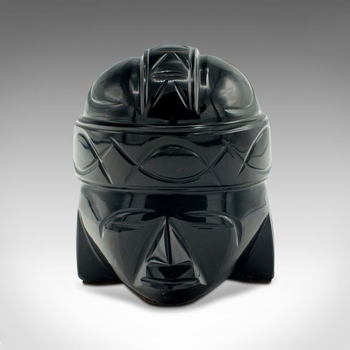 Small Vintage Chinese Obsidian Warrior Bust, 1950s for sale at Pamono