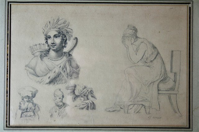 Empire Artist, Preparatory Drawing, 19th Century, Pencil on Paper for ...