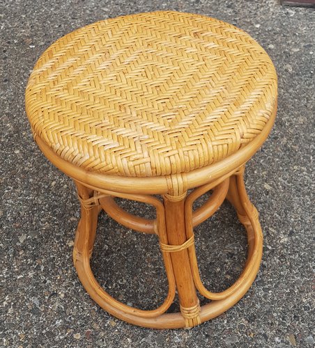 Vintage Blond Bamboo Stool for sale at Pamono