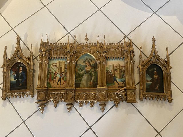 Neo-Gothic Joan of Arc Triptych for sale at Pamono