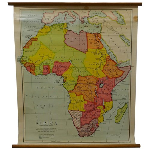 Large University Chart Physical Map of Africa by Bacon, 1920s for sale ...