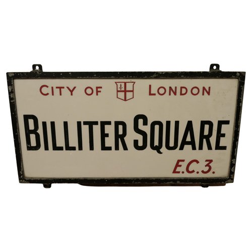 Edwardian City of London Glass Street Sign Bilter Square E.C.3, 1910s ...