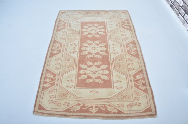 Burnt Orange and Beige Faded Neutral Area Rug for sale at Pamono