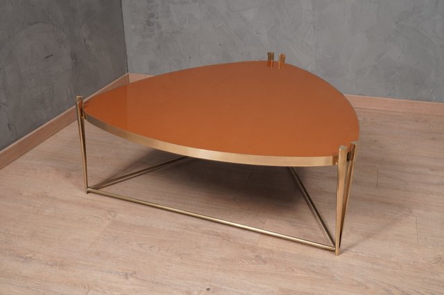 Mid-Century Italian Triangular Brass and Glass Sofa Table, 1970 for ...