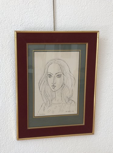 Emile-François Chambon, Portrait de jeune fille, 1973, Pencil on Paper ...