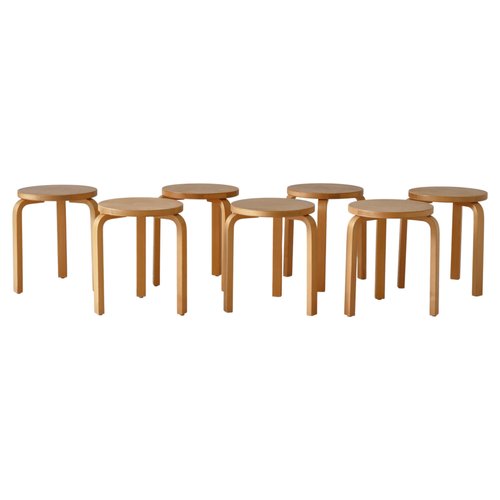 Vintage L-Bein Hocker Modell 60 aus Birke, Alvar Aalto zugeschrieben für Artek, Finnland, 1970er ...