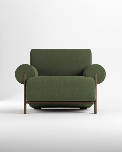 Butaca Paloma de roble ahumado y rosa Boucle de Bernhardt & Vella para ...