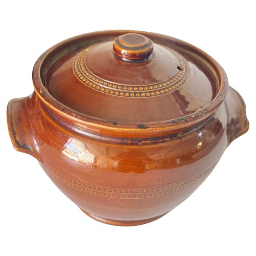 Sopera mediana de gres esmaltado marrón con tapa, Inglaterra, 1950 en ...