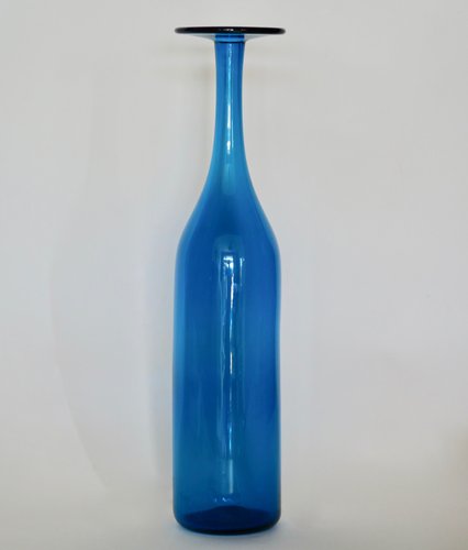 Large Italian Hand-Blown Vase in Deep Blue Glass, 1960s for sale at Pamono