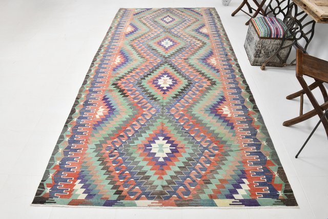 Large Kilim Cotton & Wool Rug for sale at Pamono