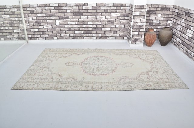 Bohemian Neutral Faded Natural Area Rug for sale at Pamono