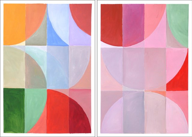 Natalia Roman, San Remo Balcony Scene Diptychon, 2023, Acryl auf Aquarellpapier bei Pamono kaufen