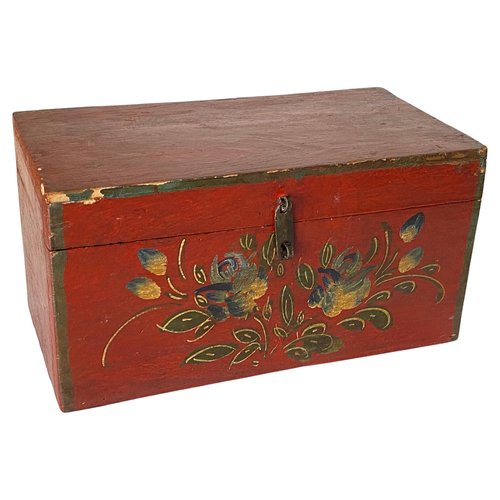 Large Wood Jewelry Box with Flowers Decor England 19th Century for sale at Pamono