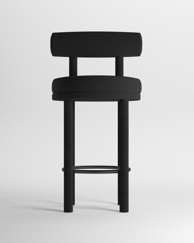Collector Moca Bar Chair in Boucle Black by Studio Rig for sale at Pamono