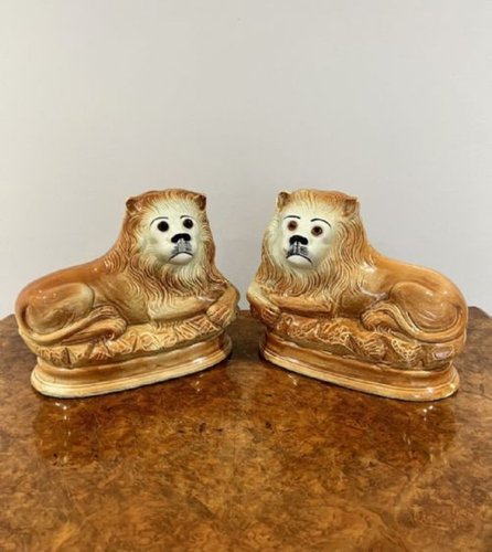 Antique Victorian Staffordshire Lions, 1880, Set of 2, Set of 2 for ...