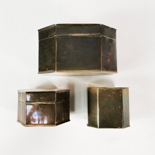 Art Deco Brass Boxes, Germany, 1960s, Set of 3 for sale at Pamono