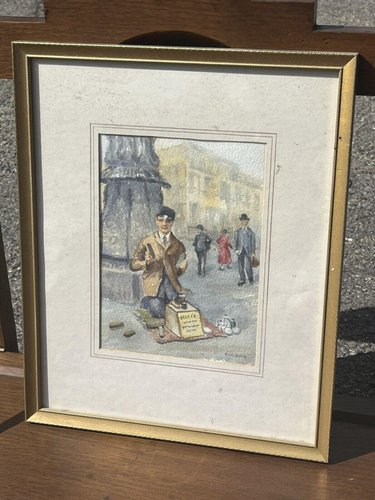 London Characters. Framed & Signed Watercolour by Ray Ross. Shoe Shine ...