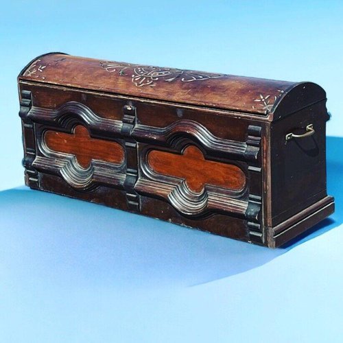 Victorian Gothic Church Strongbox Coffer with Dome Top and Gothic ...