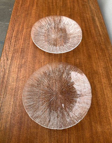 Vintage Scandianvian Tree Bark Glass Plates, Set of 2 for sale at Pamono