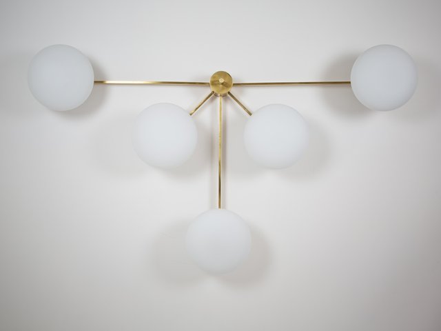 Stella Fan Ral Farbige Deckenlampe aus Messing & Opalglas von Design ...