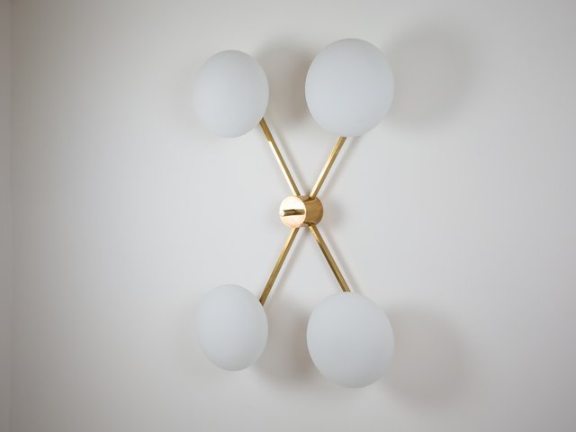Stella Butterfly Ral Colored Ceiling Lamp in Brass and Opaline Glass by ...