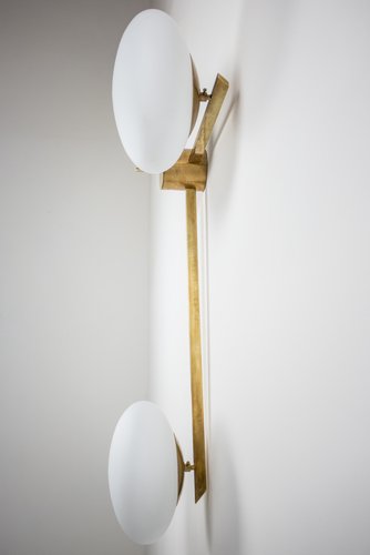 Stella Unpolished Balanced Ceiling Lamp in Brass and Opaline Glass by ...