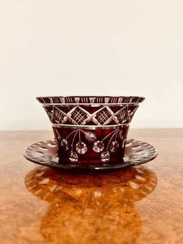 Victorian Glass Bowl and Plate, 1880s, Set of 2 for sale at Pamono