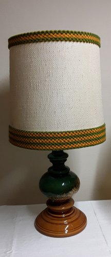 Vintage Fat Lava Style German Table Lamp with Green-Brown Glazed ...