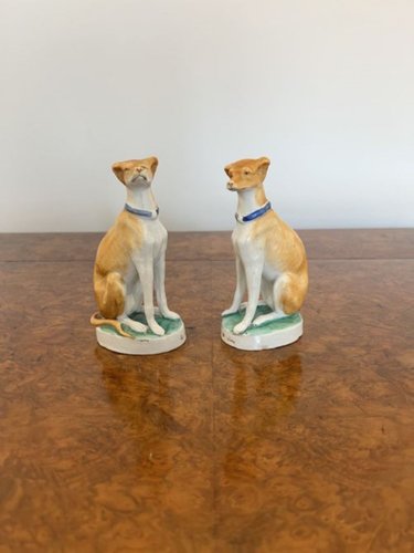 Antique Victorian Porcelain Dogs, 1880, Set of 2 for sale at Pamono