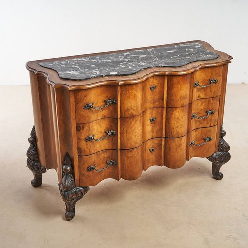 Art Deco Commode in Root with Black Marble Top for sale at Pamono