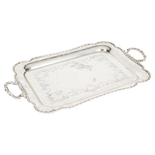 Antikes neoklassisches englisches Tablett aus Silber von James Deakin ...