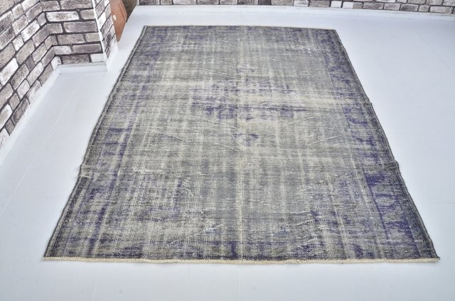 Vintage Black and Navy Blue Ombre Rug for sale at Pamono
