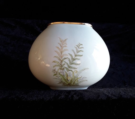 Mid-Century German Vase in Mint Green Glazed Ceramic with Gold Rim and ...