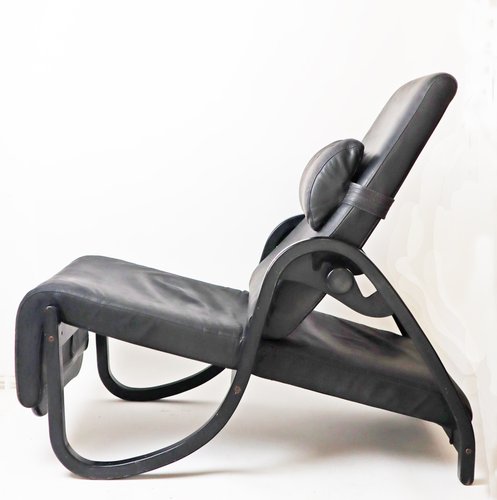 Chaise Sinus Allongée en Cuir Noir de Westnofa, 1970s en vente sur Pamono