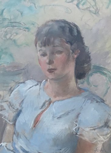 Henri Fehr, Portrait de jeune fille, Pastel on Paper, Framed for sale ...
