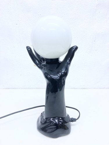 Hand Table Lamp in Ceramic & Glass, 1970s for sale at Pamono