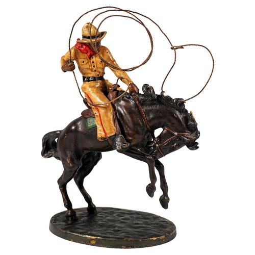 Wiener Bronze Cowboy mit Lasso auf Pferd von Carl Kauba, 1920er bei ...