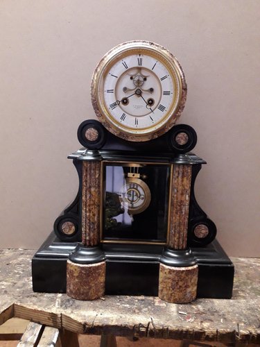 Antique Marble Clock from Barbaste Paris for sale at Pamono